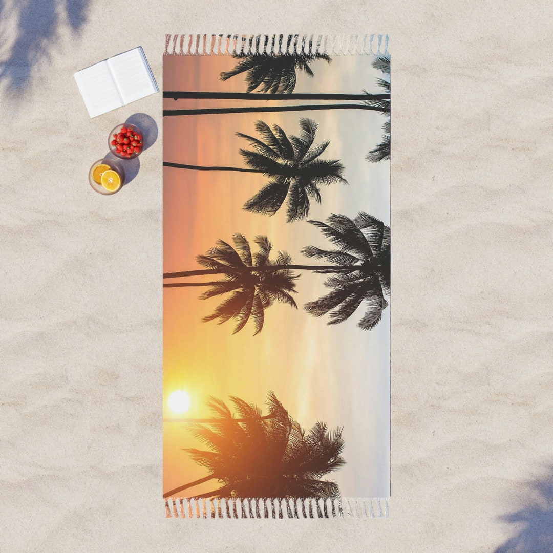 Boho Beach Cloth Palm Trees Sunset Summer Towel - Etsy