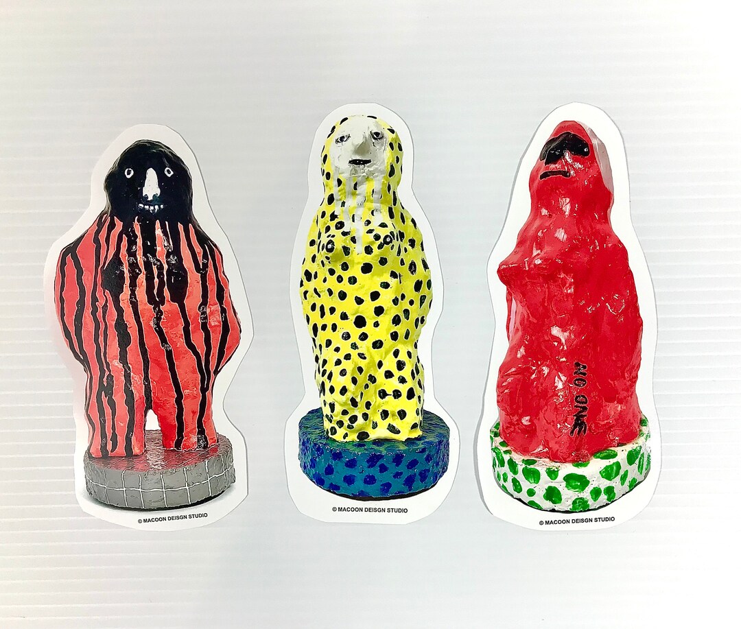 Large Unique Art Stickers, Sticker Set of 3, Original Design, Big Vinyl ...