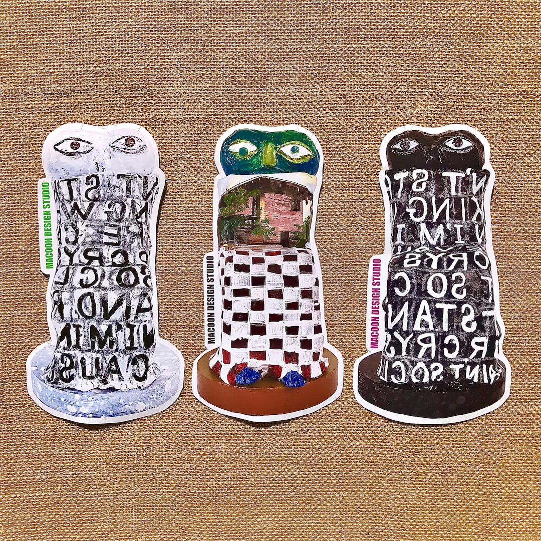 Large Unique Art Stickers, Sticker Set of 3, Original Design, Big Vinyl ...