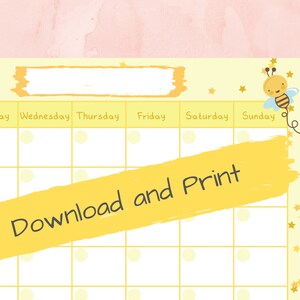 Open Printable Calendar / Cute Digital Calendar / Open Yellow Calendar ...