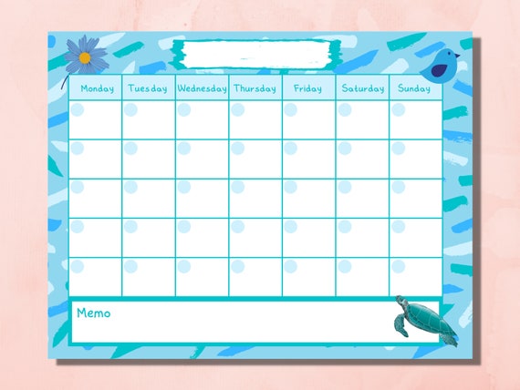 Open Printable Calendar / Cute Digital Calendar / Open | Etsy