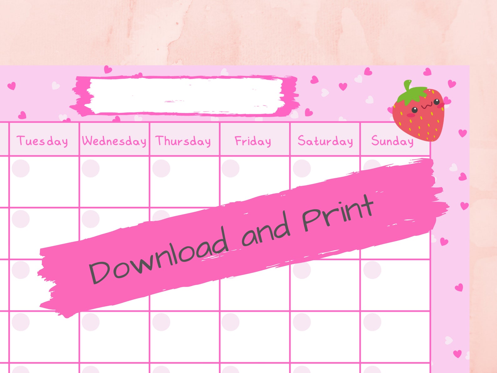 Open Printable Calendar / Cute Digital Calendar / Open Pink Calendar - Etsy