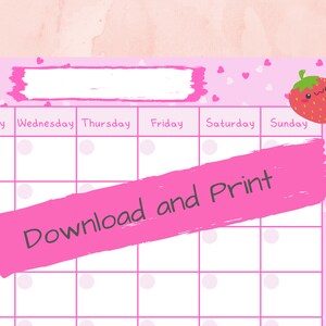 Open Printable Calendar / Cute Digital Calendar / Open Pink Calendar - Etsy