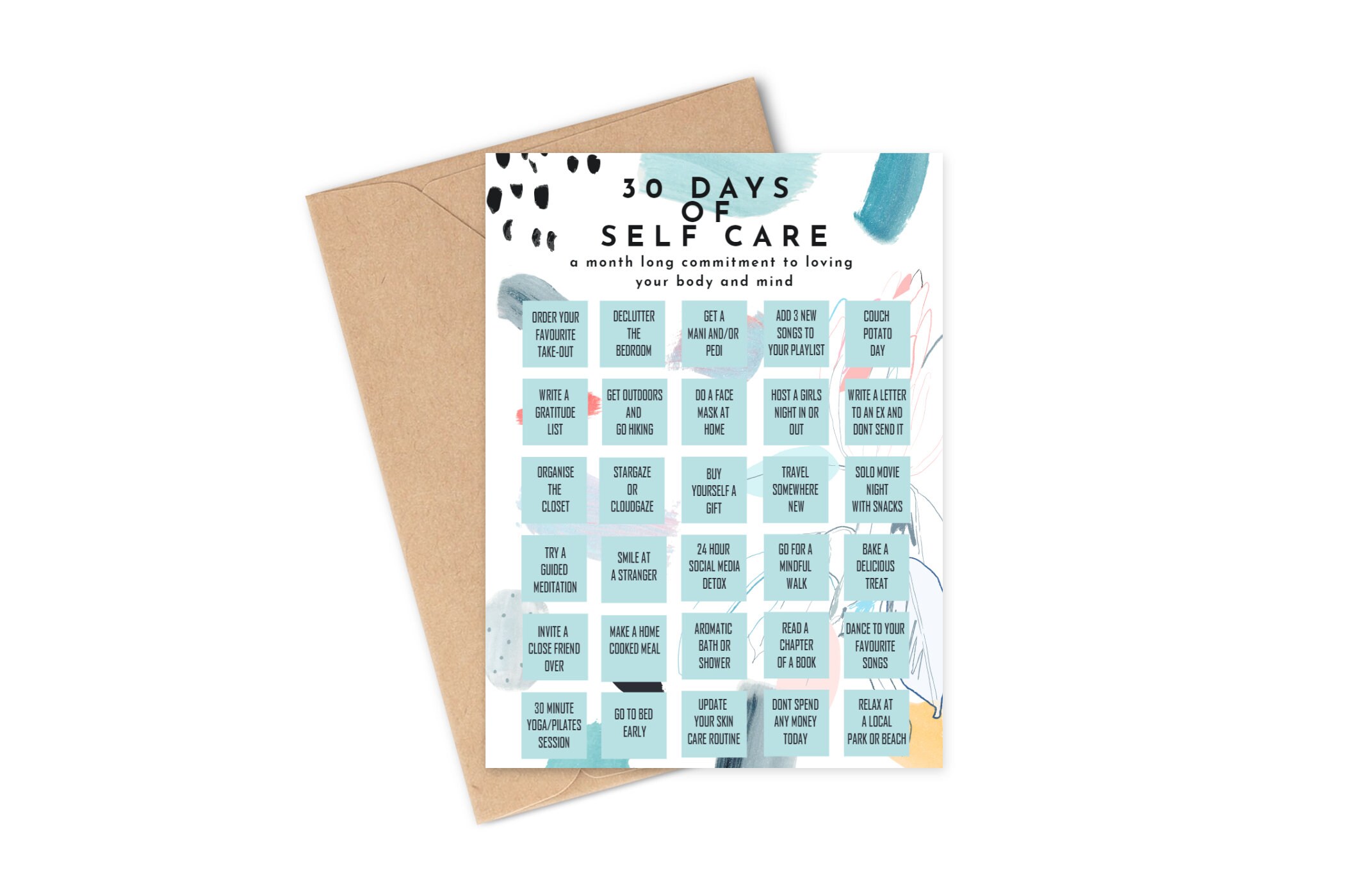 30 Day Self Care Challenge, Thirty Days of Self Care, Printable Self ...