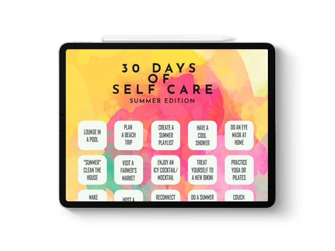 30 Day Self Care Challenge, Thirty Days of Self Care, Printable Self ...