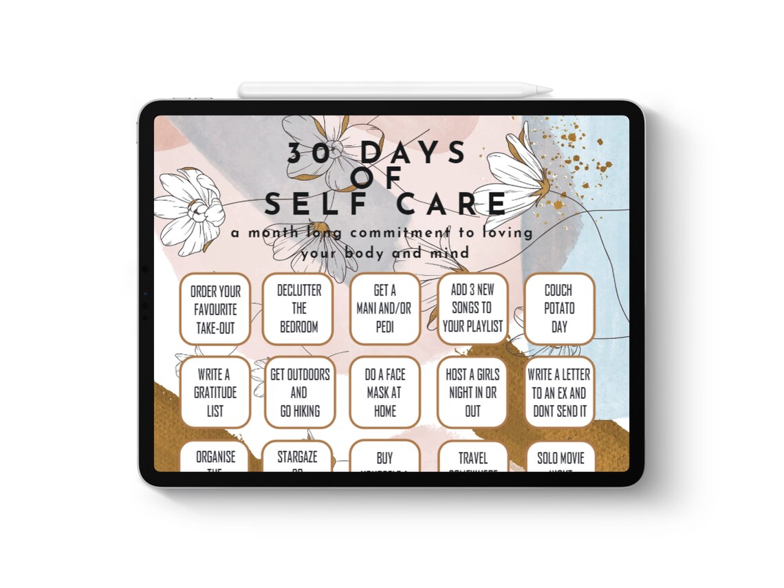 30 Day Self Care Challenge, Thirty Days of Self Care, Printable Self ...