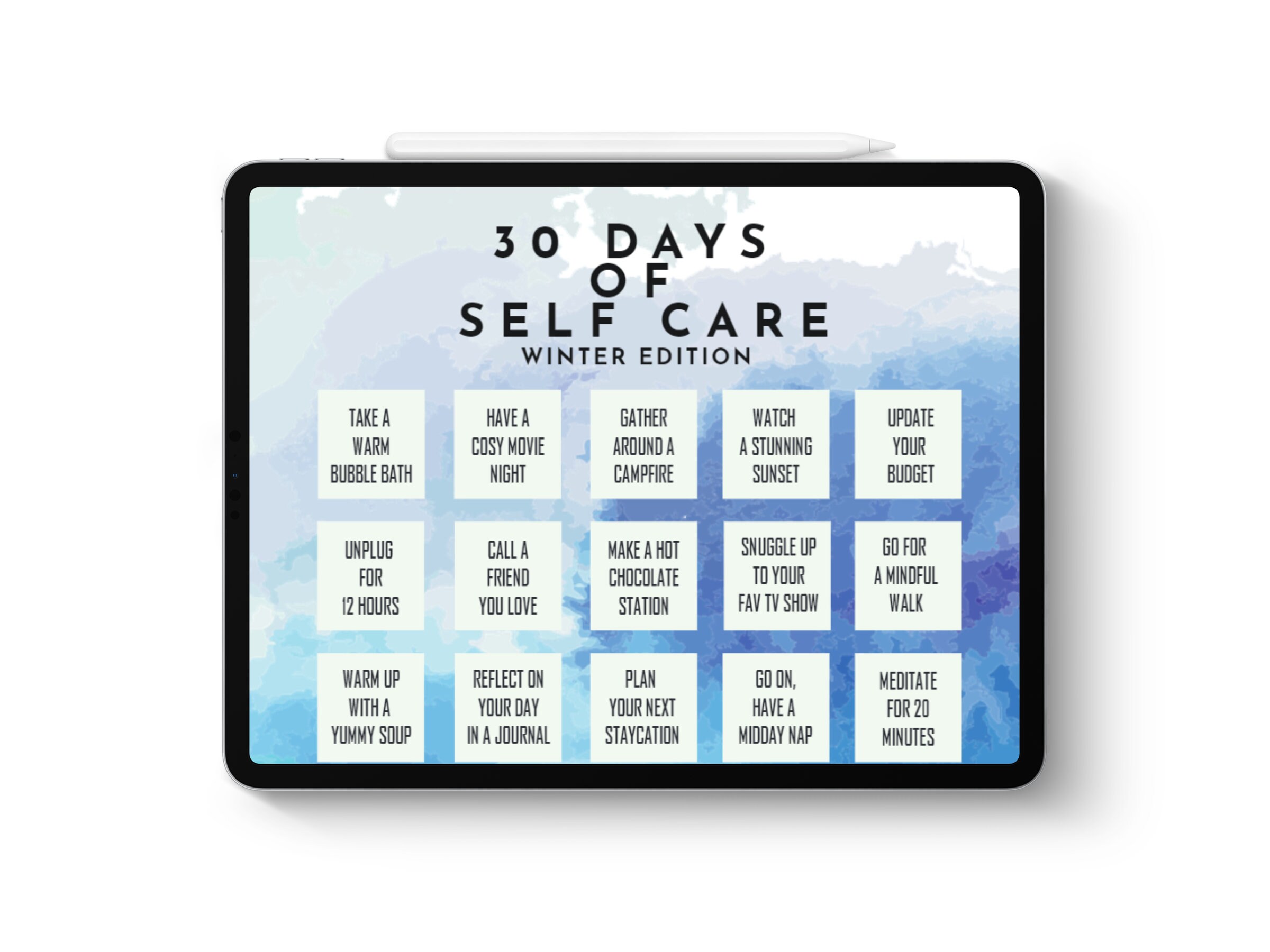 30 Day Self Care Challenge, Thirty Days of Self Care, Printable Self ...