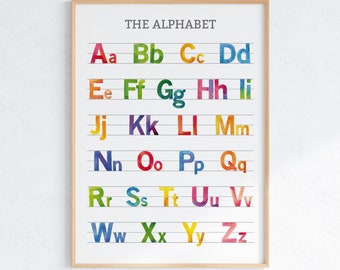 Rainbow Alphabet Poster, Handwriting Chart Print, Educational PRINTABLE ...
