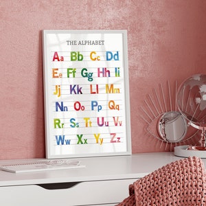 Watercolour Rainbow Alphabet Poster, Handwriting Chart Print, Rainbow ...
