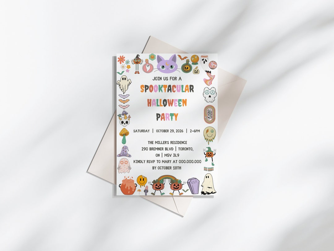 Editable Halloween Party Invitation, Halloween Party Invite, Canva ...