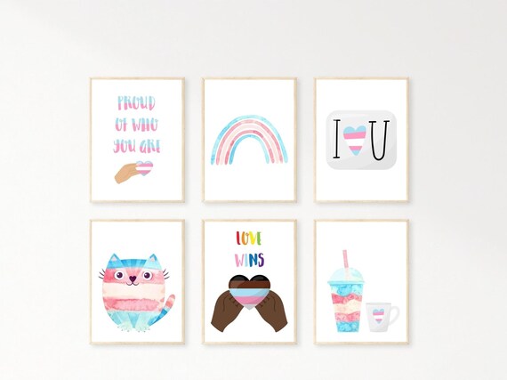 Transgender Pride Wall Art Set of 6 DIGITAL ART PRINT Love | Etsy