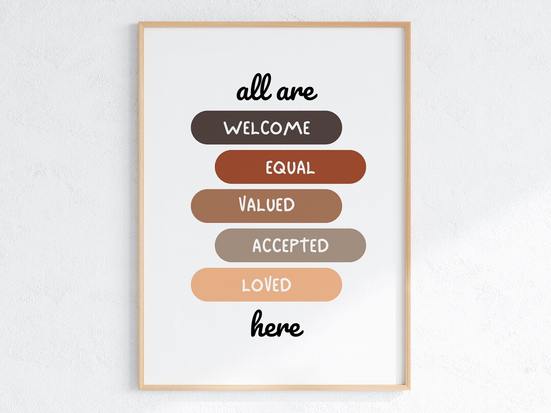 All Are Welcome Here, Kids Posters, Diversity Print, Classroom Print ...