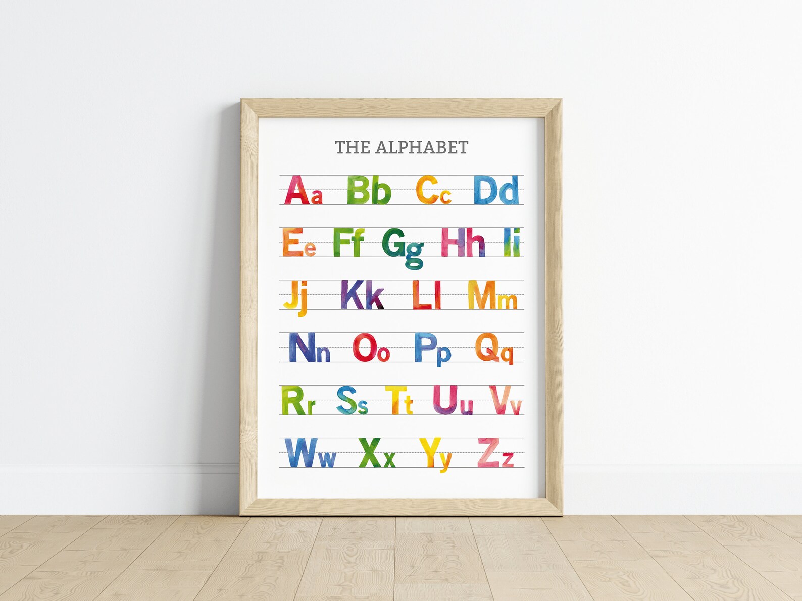Watercolour Rainbow Alphabet Poster Handwriting Chart Print - Etsy