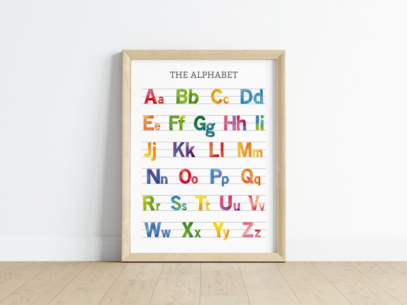 Watercolour Rainbow Alphabet Poster Handwriting Chart Print - Etsy