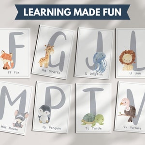 Animal ABC Cards Printable, Homeschool Printables Preschool Nursery ...