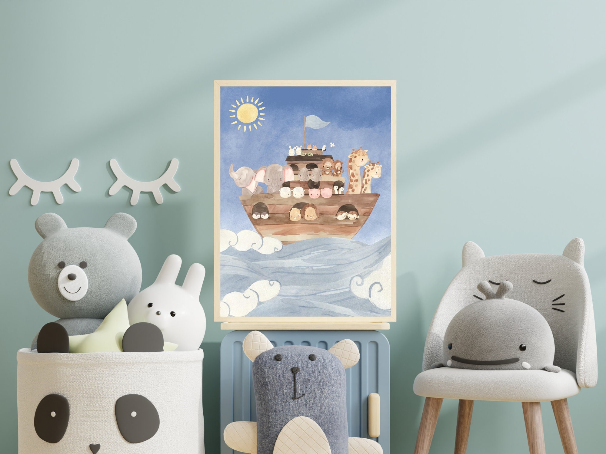 Noah's Ark Nursery Printable Wall Art, DIGITAL ART PRINT, Bible Nursery ...