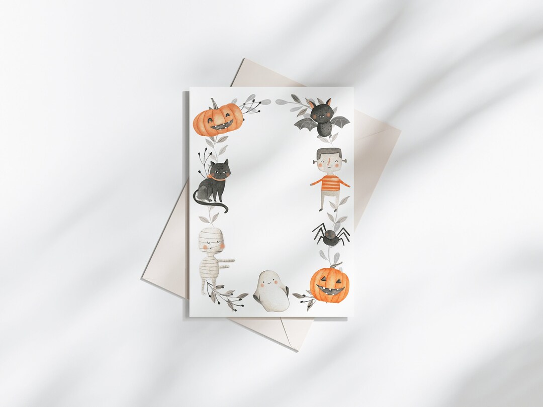 Printable Kids Halloween Greeting Card, DOWNLOADABLE CARD, Blank Card ...