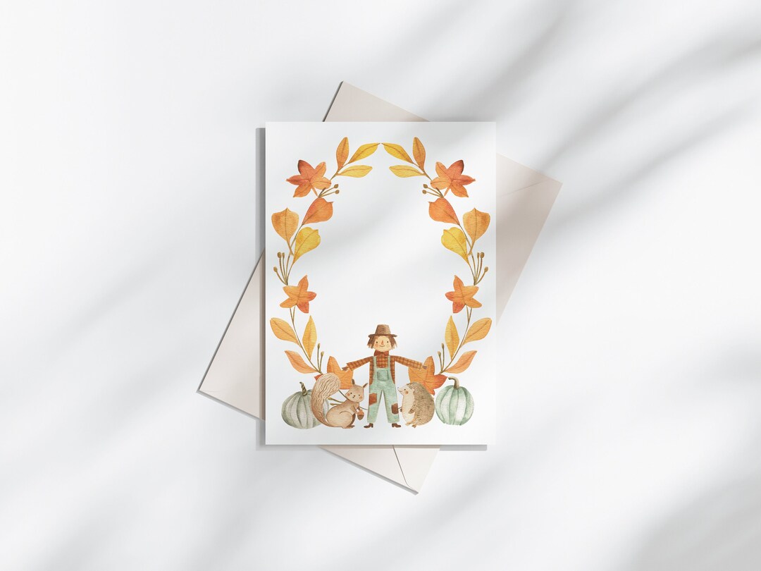 Printable Fall Scarecrow Greeting Card, DIGITAL DOWNLOAD, Halloween ...