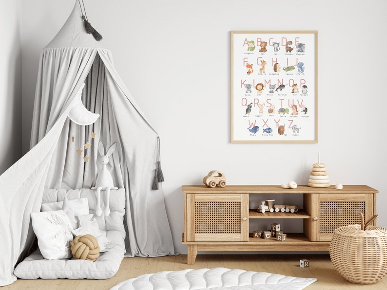 Watercolour Animal Alphabet Poster DIGITAL ART PRINT Pink - Etsy