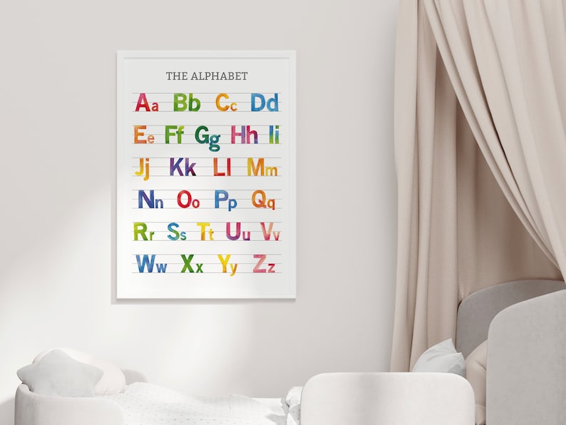 Watercolour Rainbow Alphabet Poster Handwriting Chart Print - Etsy