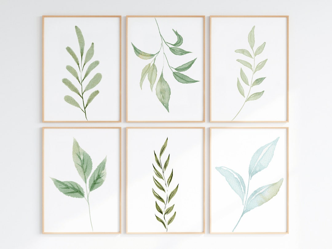 Watercolor Greenery Print, Set of 6 Prints, Farmhouse Print, Vine Plant ...