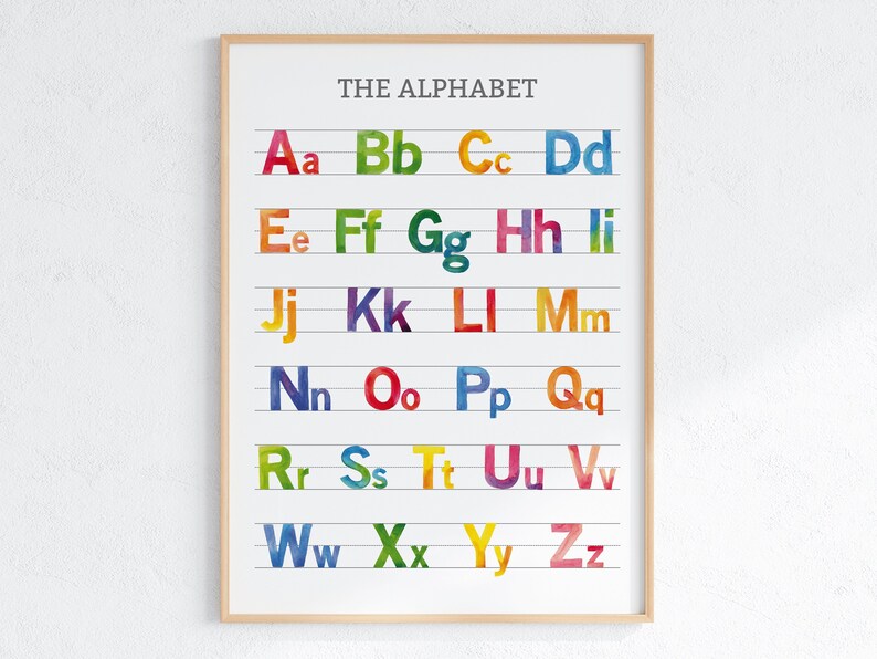 Watercolour Rainbow Alphabet Poster Handwriting Chart Print - Etsy