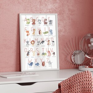 Watercolour Animal Alphabet Poster, DIGITAL ART PRINT, Pink Blush ...