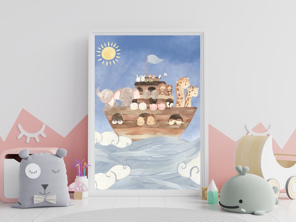 Noah's Ark Nursery Printable Wall Art, DIGITAL ART PRINT, Bible Nursery ...