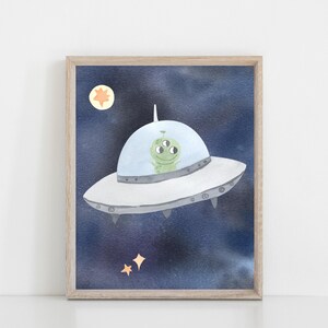 Space Aliens Nursery Prints Set of 2, DIGITAL ART PRINT, Shooting Star ...