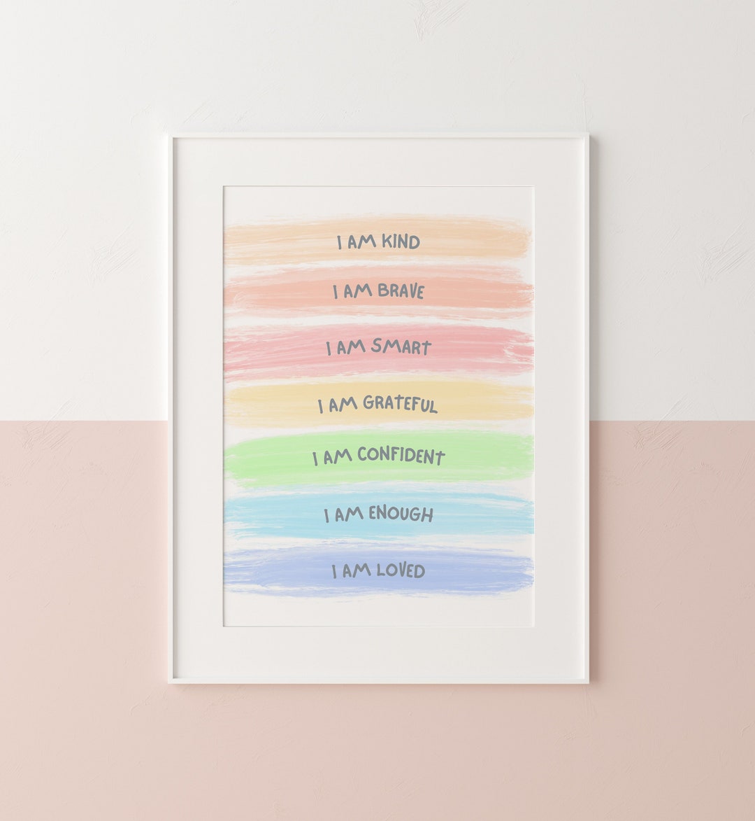 Affirmations for Kids, Rainbow Affirmation Print, Inspirational Nursery ...