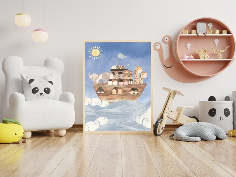 Noah's Ark Nursery Printable Wall Art, DIGITAL ART PRINT, Bible Nursery ...