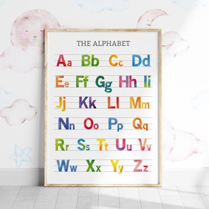 Watercolour Rainbow Alphabet Poster, Handwriting Chart Print, Rainbow ...