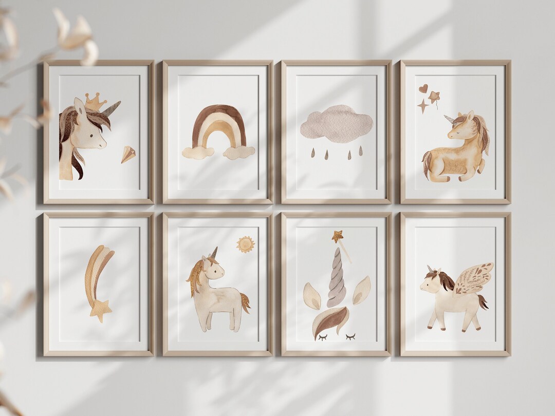 Watercolour Set of 8 Boho Unicorn Wall Art, DIGITAL ART PRINTS ...