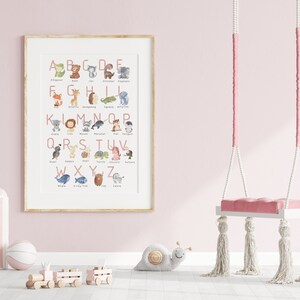 Watercolour Animal Alphabet Poster, DIGITAL ART PRINT, Pink Blush ...
