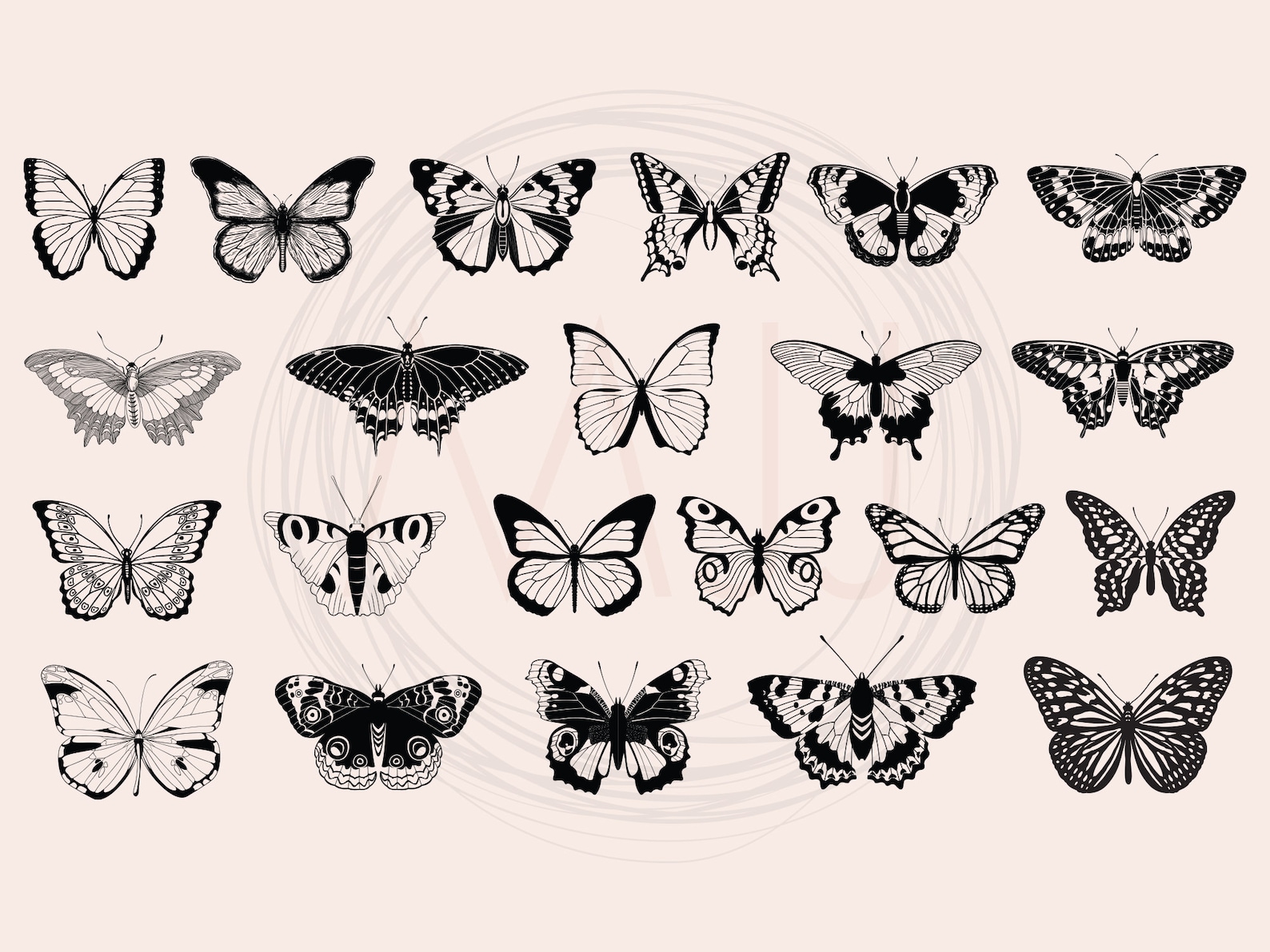 Butterfly & Moth SVG Bundle: 80 Clipart Designs (commercial Use) - Etsy