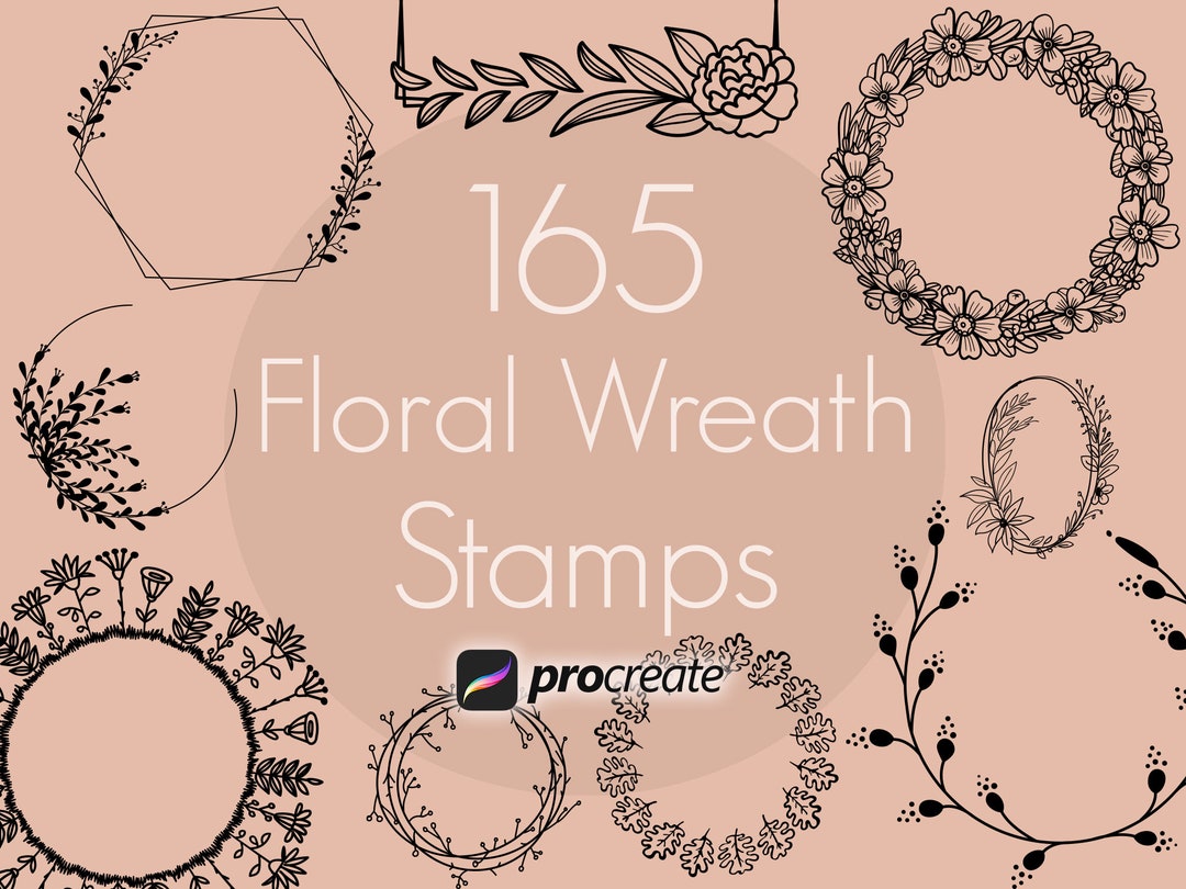 Wreath Procreate Stamps, Floral Wreath Stamps, Flower Wreath Stamps ...