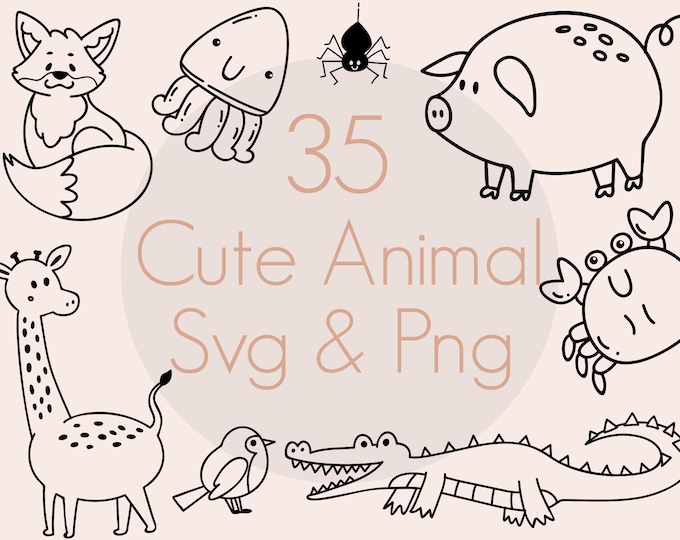 Safari Tier svg, süßes Tier svg, Bauernhof Tier svg, Tier Clipart ...