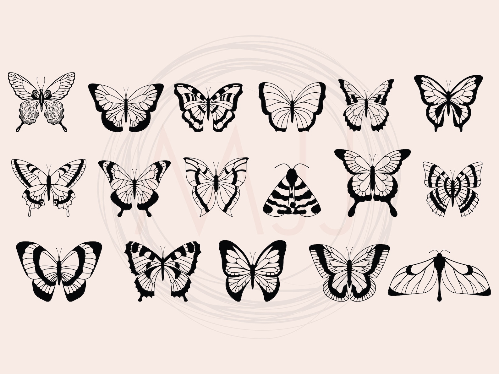 Butterfly & Moth SVG Bundle: 80 Clipart Designs (commercial Use) - Etsy