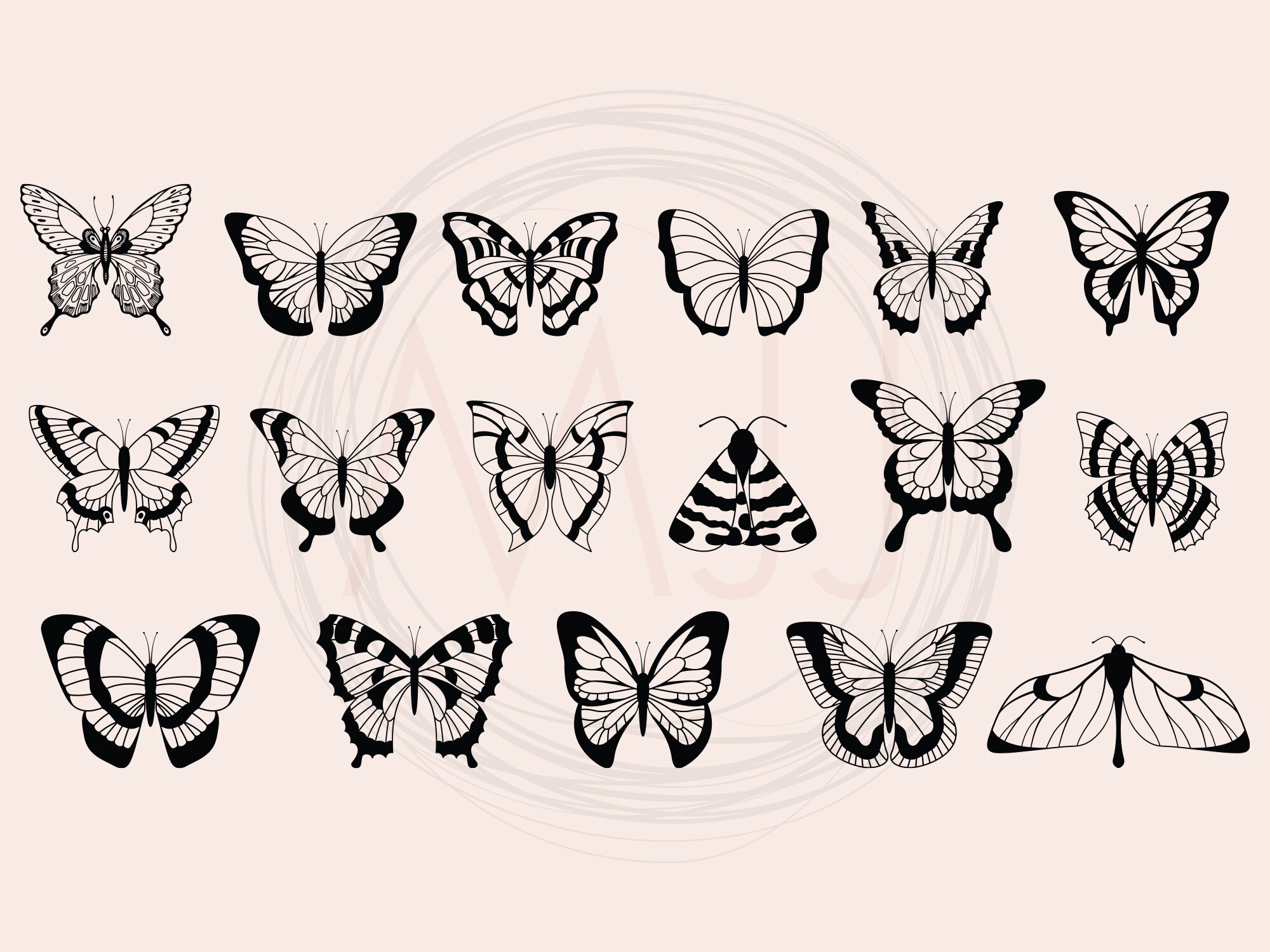 Butterfly & Moth SVG Bundle: 80 Clipart Designs (commercial Use) - Etsy