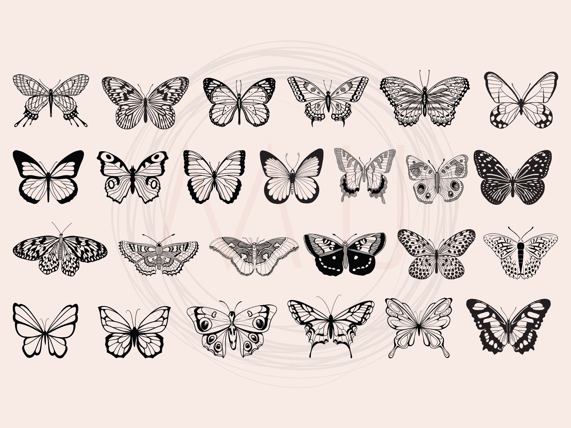 Butterfly & Moth SVG Bundle: 80 Clipart Designs (commercial Use) - Etsy