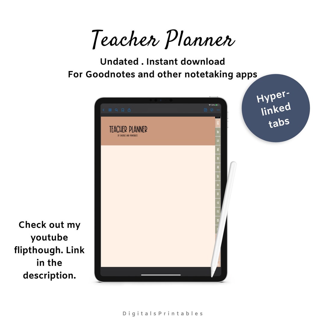 Digital Teacher Planner Neutral Colors Vertical Digital - Etsy