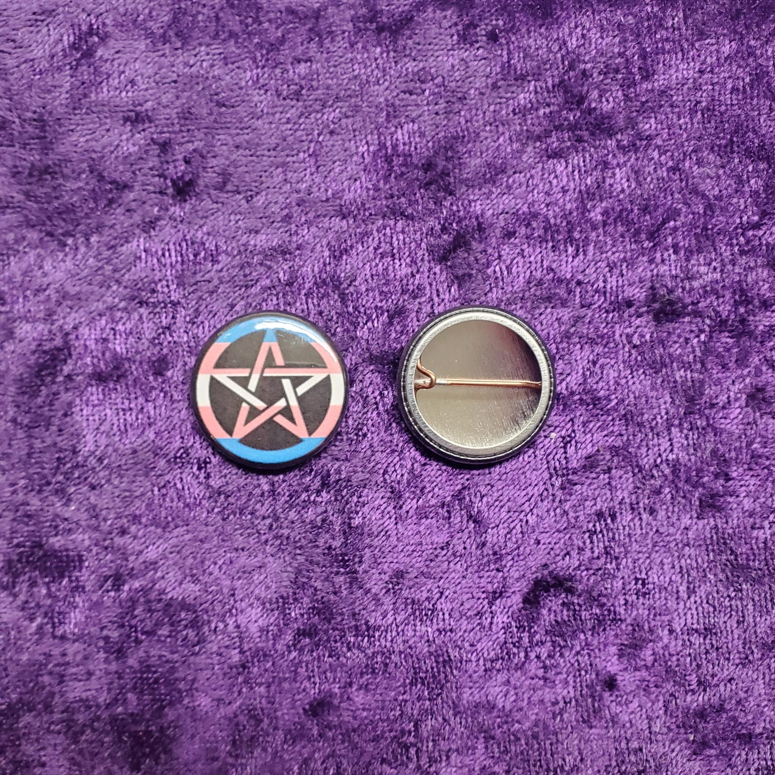Trans Pentagram Pin-back Badge - Etsy