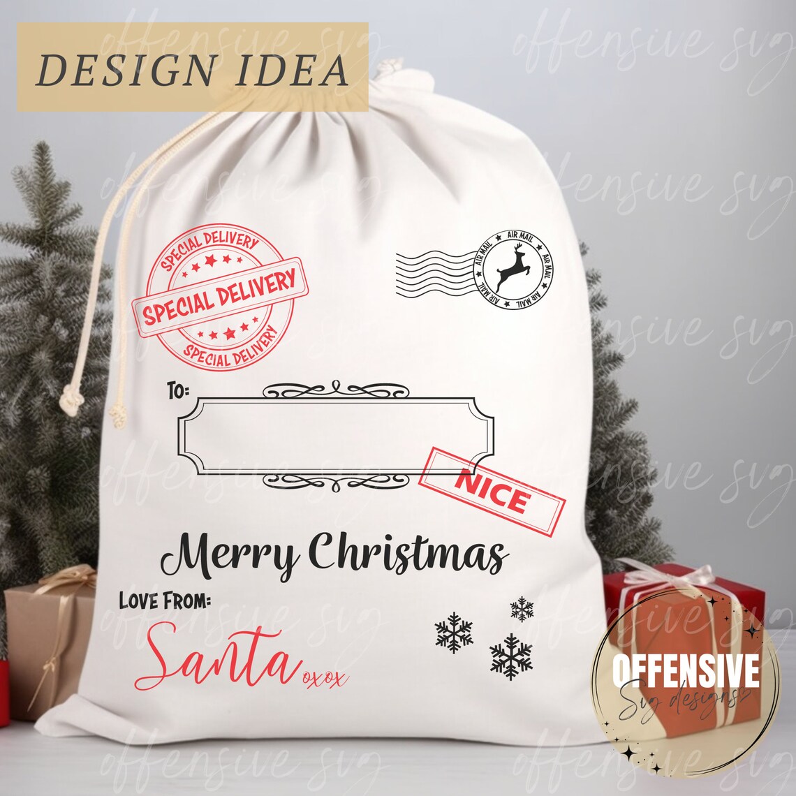 Santa Sack Label SVG | North Pole Special Delivery Design (digital ...