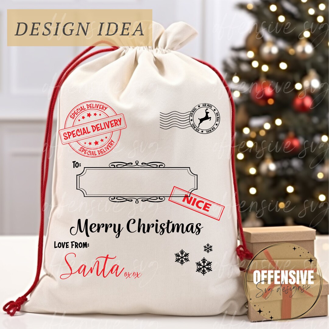 Santa Sack Label SVG | North Pole Special Delivery Design (digital ...