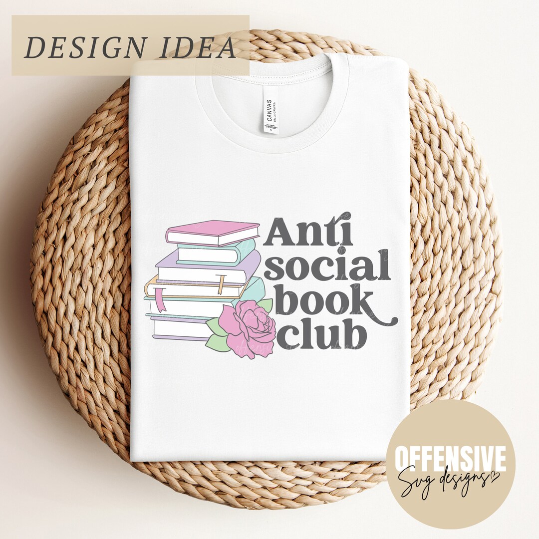 Antisocial Book Club SVG | Book Stack Cut File (digital Download) - Etsy