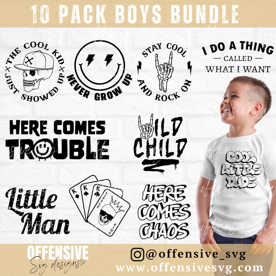 Boys Svg Bundle Cool Kid Svg Back to School Svg Youth Svg Toddler Svg ...