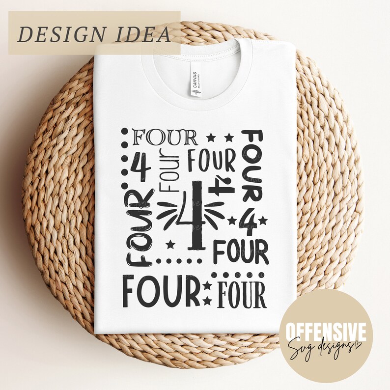 Fourth Birthday Shirt SVG, Number 4 Design (digital Download) - Etsy