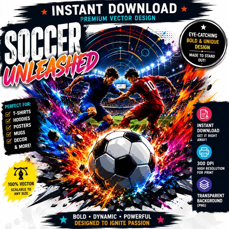 Soccer PNG Design: Dynamic Stadium Art, Player Graphic (digital ...