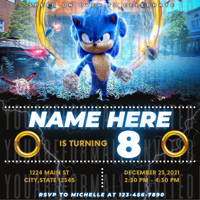 Sonic Hedgehog Birthday Party Invitation Kids Birthday - Etsy