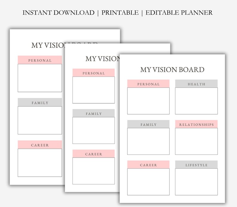 2024 Visionary Board | Vision Board Printable | Self Care Worksheet ...